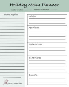 Printable Holiday Menu Planner - Savor the Best