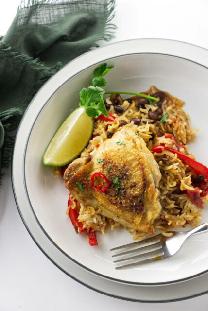 One Pan Chicken with Beans and Rice - Savor the Best