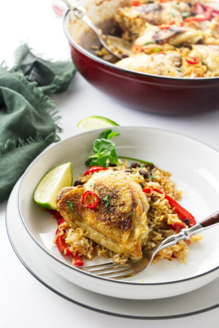 One Pan Chicken with Beans and Rice - Savor the Best