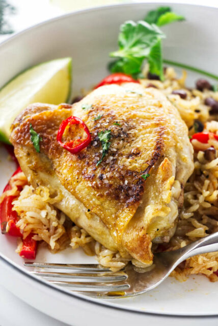 One Pan Chicken with Beans and Rice - Savor the Best