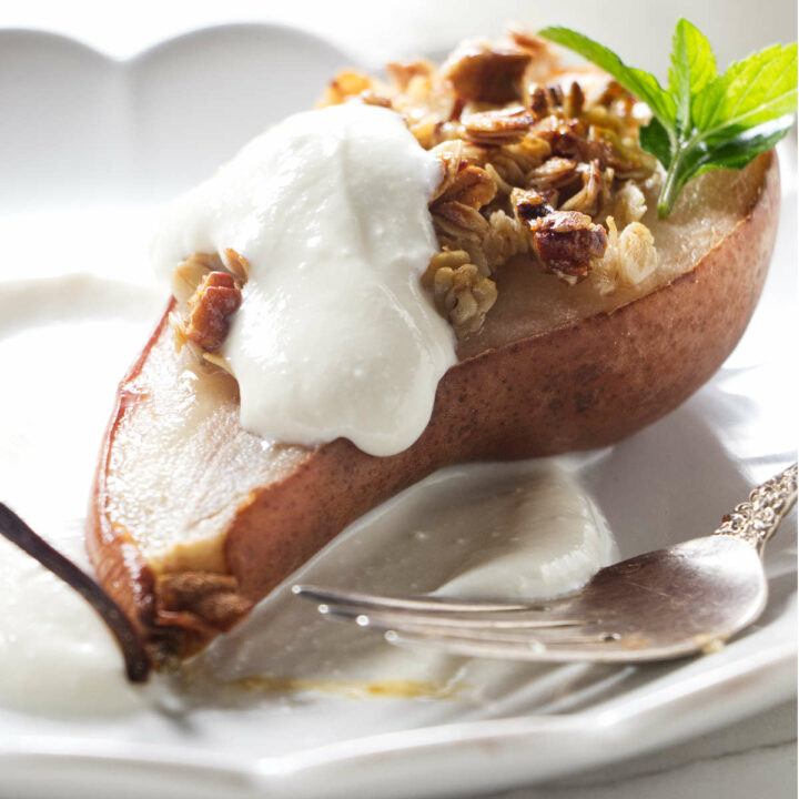 Baked Pears with Ricotta and Granola - Savor the Best