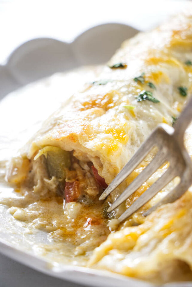 White Chicken Enchiladas with Chipotle - Savor the Best