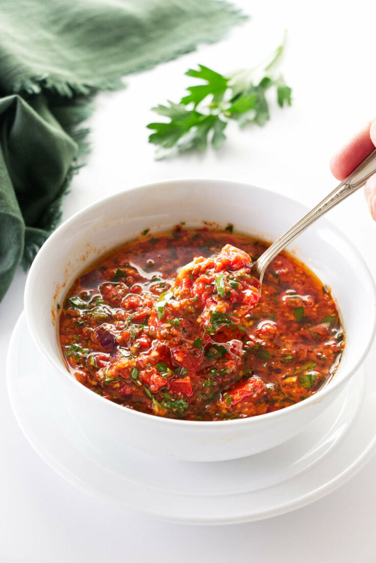 Red Chimichurri Sauce with Roasted Red Peppers