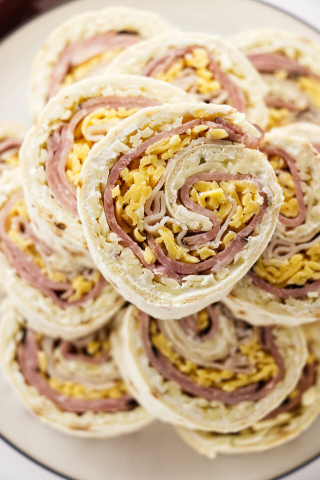 Ham and Turkey Pinwheels with Cheese - Savor the Best