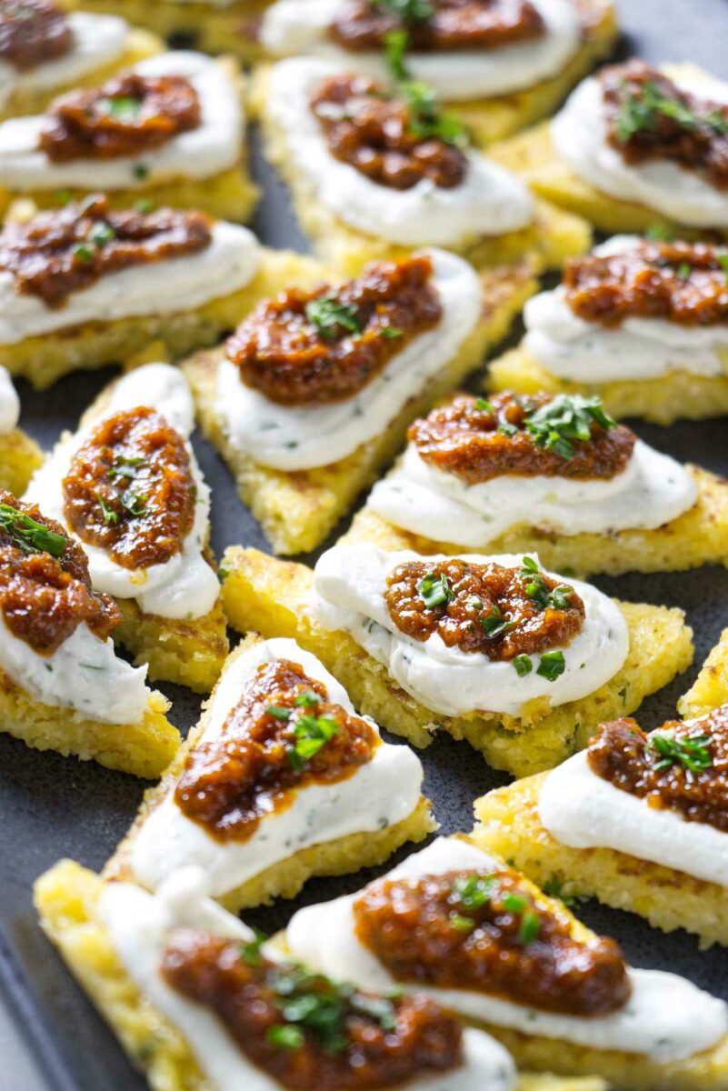 Polenta Bites with Tomato Pesto - Savor the Best