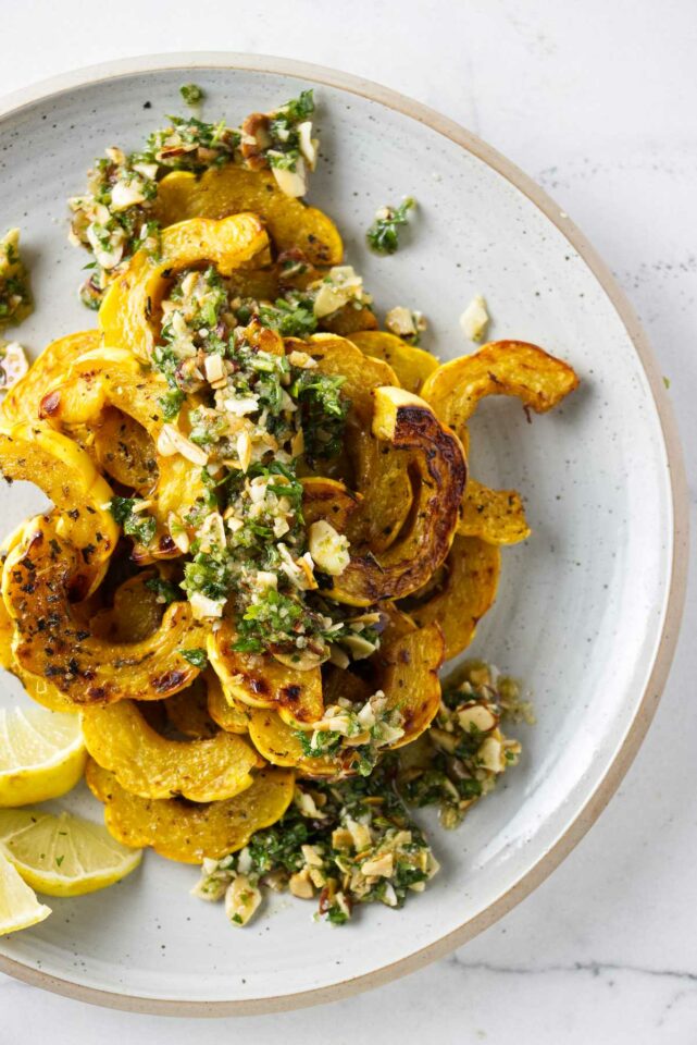 Delicata Squash with Parmesan Gremolata - Savor the Best