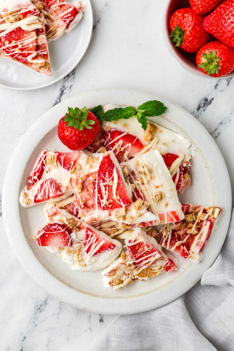 Strawberry Shortcake Frozen Yogurt Bark - Savor the Best