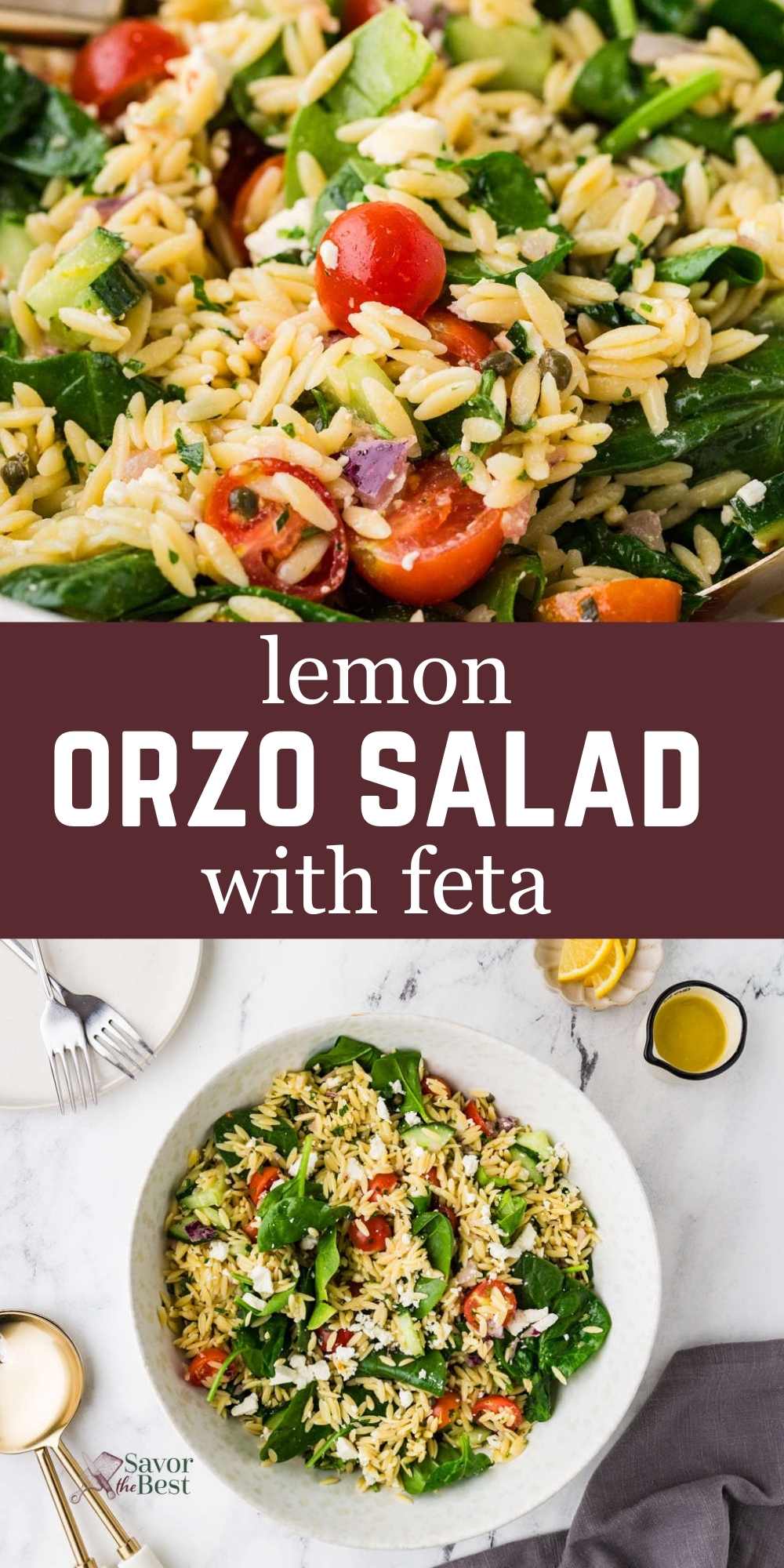 Lemon Orzo Salad with Feta - Savor the Best