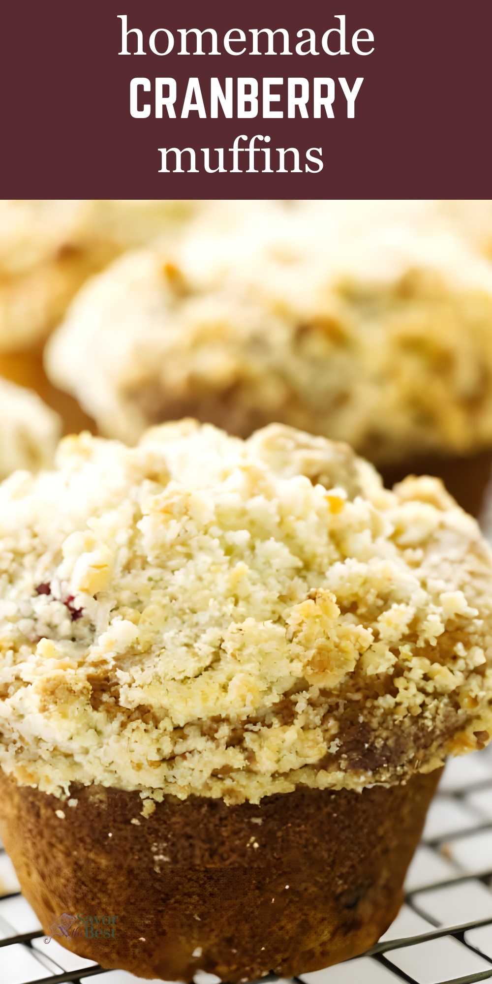 Cranberry Muffins with Walnut Streusel - Savor the Best